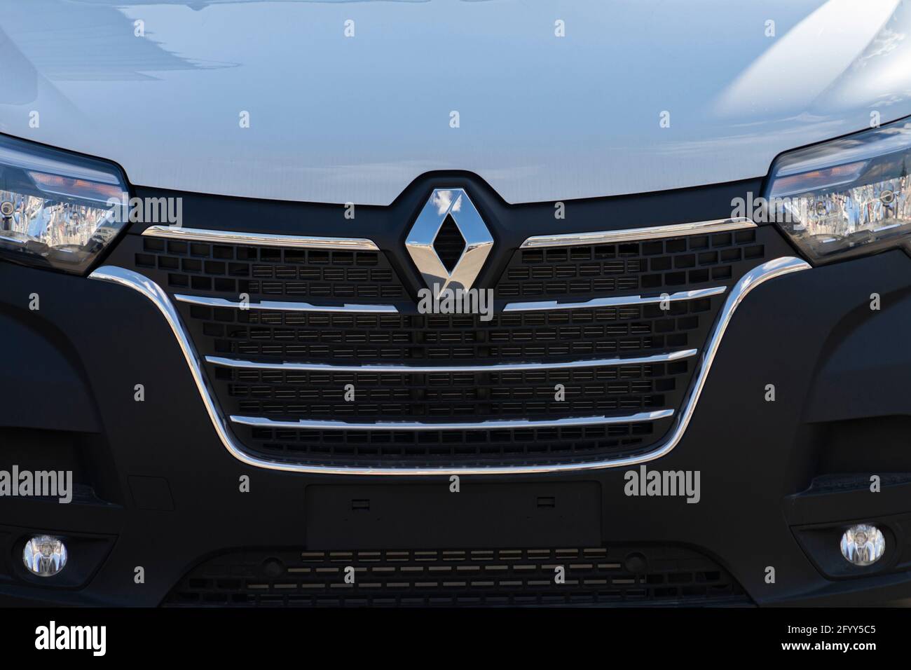Renault logo on the car. Renault S.A. is a French car manufacturer ...