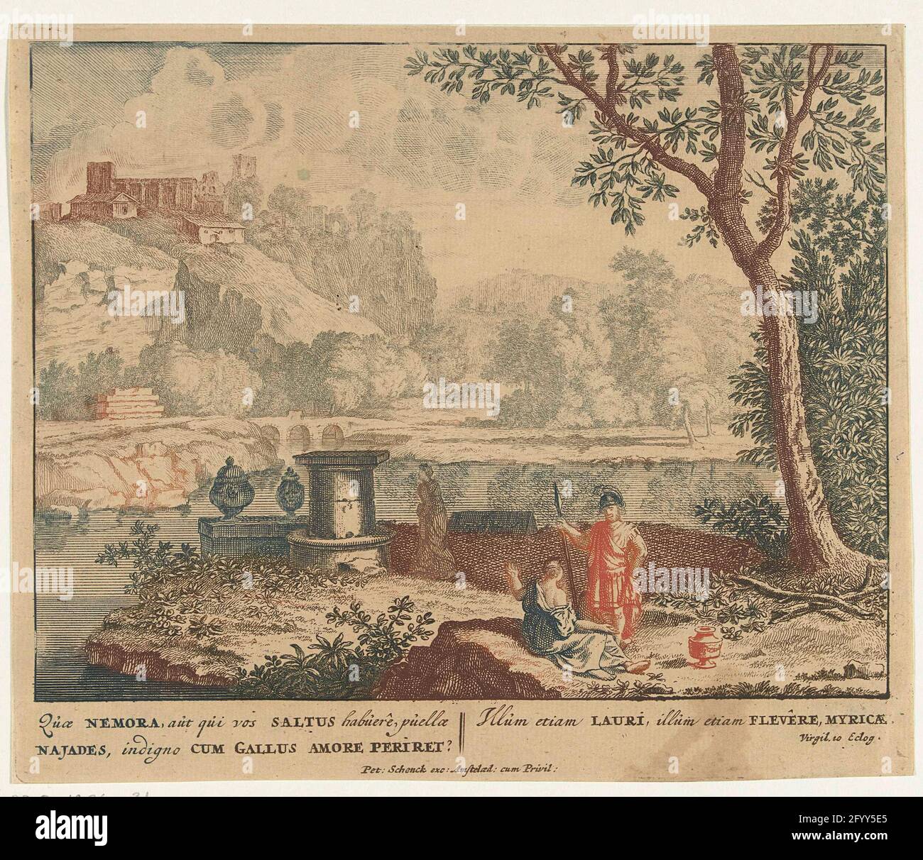 Man praying with a sacrificial altar; Scenes from Vergilius poetry ...