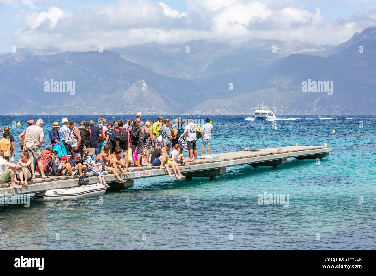 Lotu beach, Haute-Corse, and its pier. Corsica, France Stock Photo - Alamy