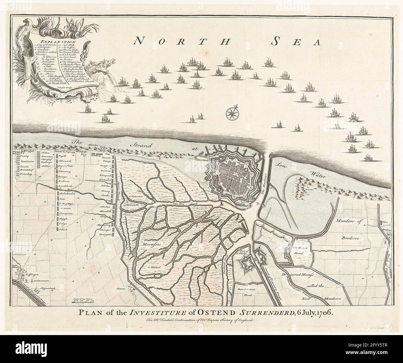 Map of Ostend, 1706; Plan of the Investiture or Ostend Surrender, 6 ...