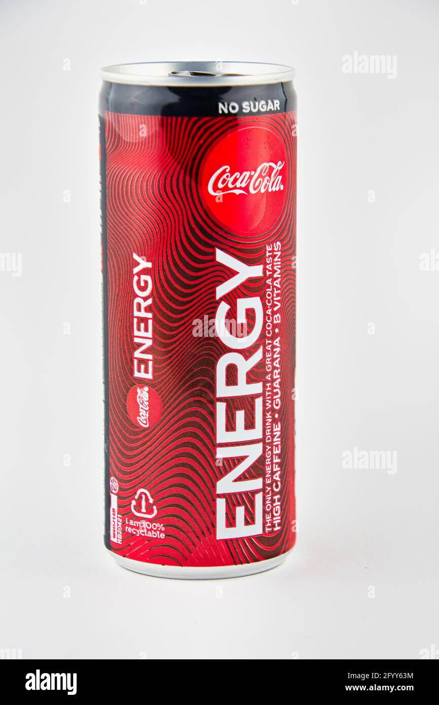 CHESTER, UNITED KINGDOM - MAY 3RD 2021: Coca Cola energy drink in a can ...