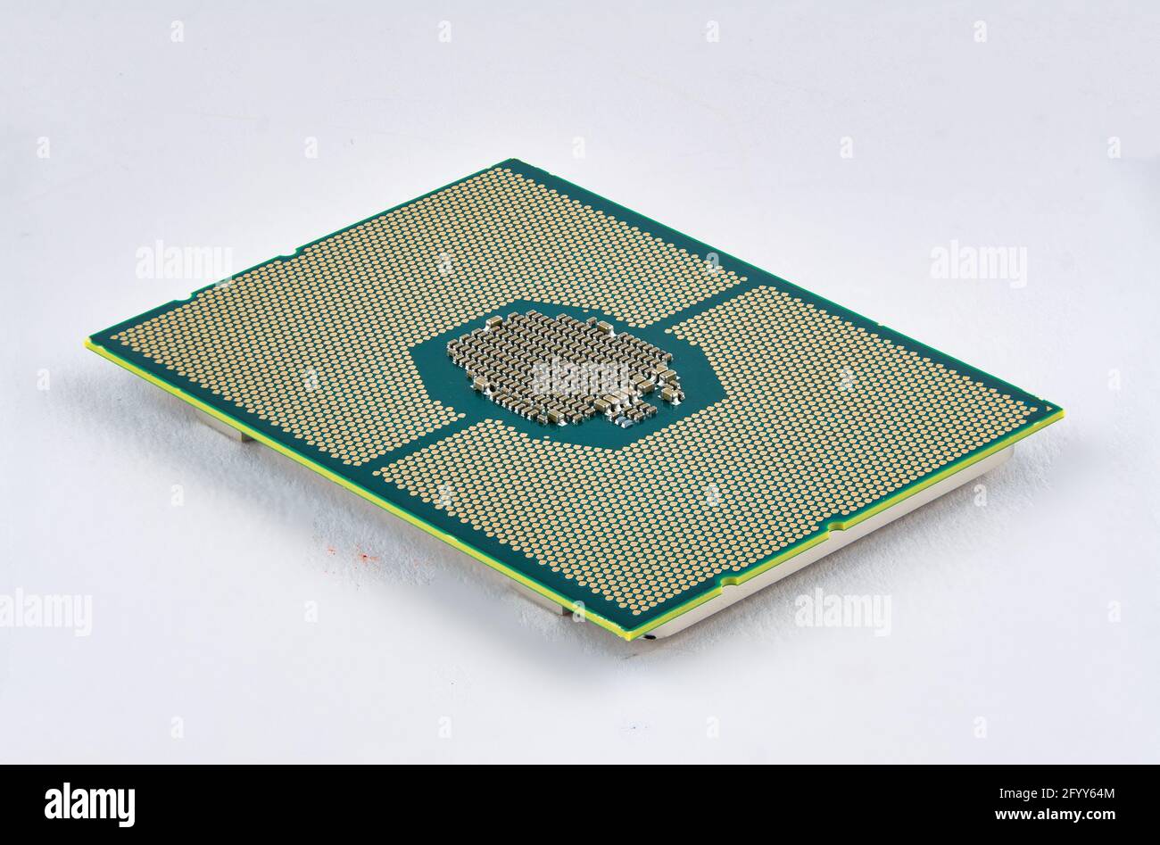 Computer CPU processor showing pin connections and components Stock ...