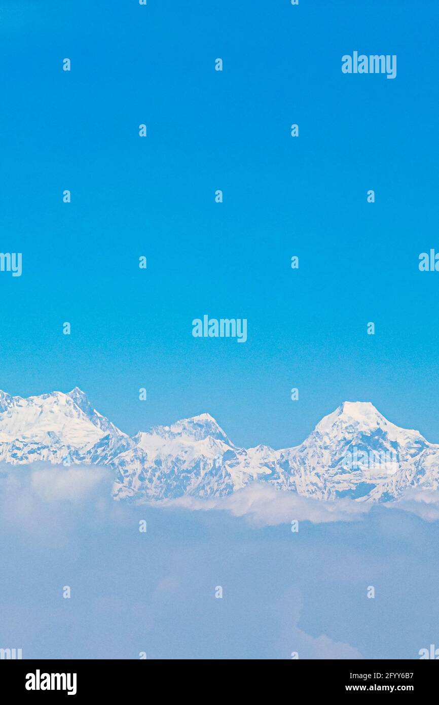 Mount Everest in the Himalayas. 8848 m high. The highest mountain on ...