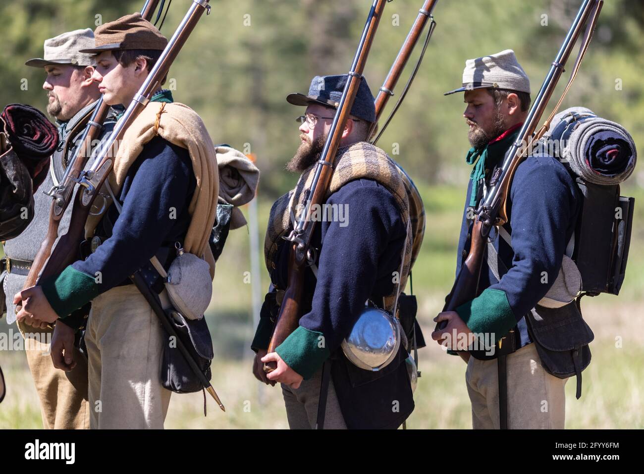 American Civil War Reenactors at the Cheney, Washington reenactment ...