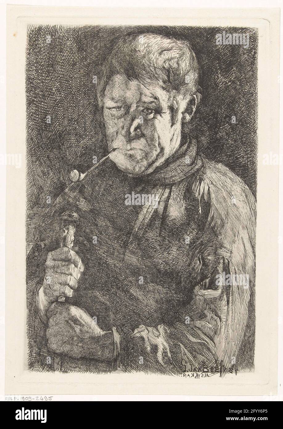 Man with pipe and walking stick Stock Photo - Alamy