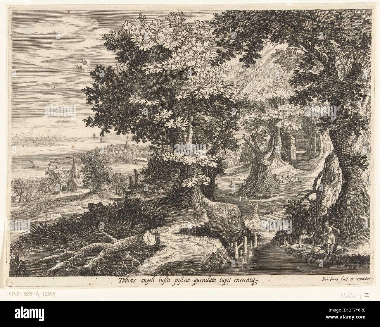Landscape with Tobias and Archangel Rafael cleaning fish; Tobias Angeli ...