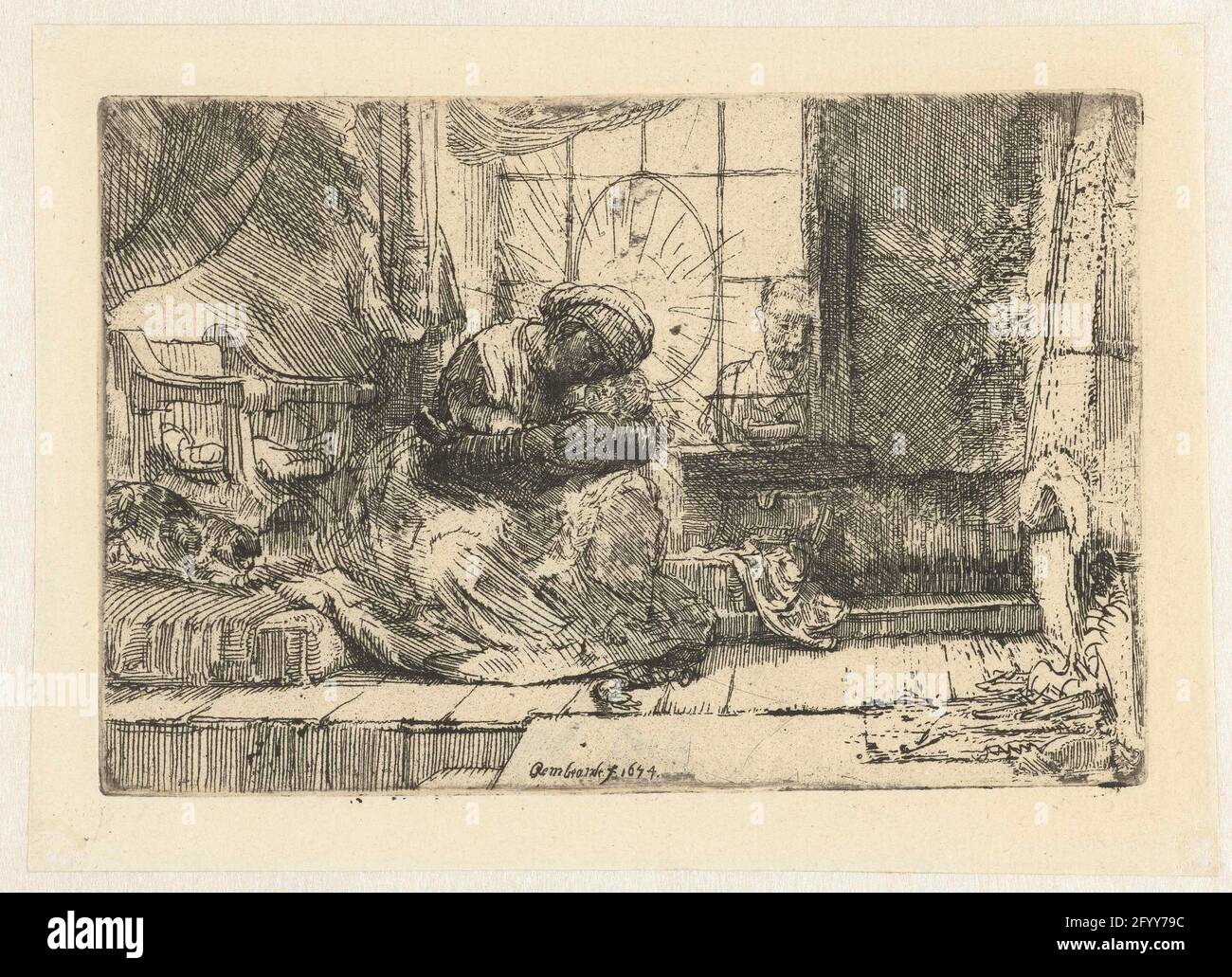 The Holy Family with the Cat and Snake Stock Photo - Alamy