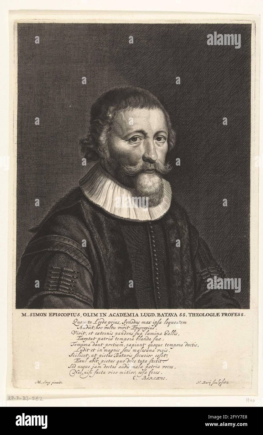 Portrait of Simon Episcopius. Bust of Simon Episcopius, under the show ...