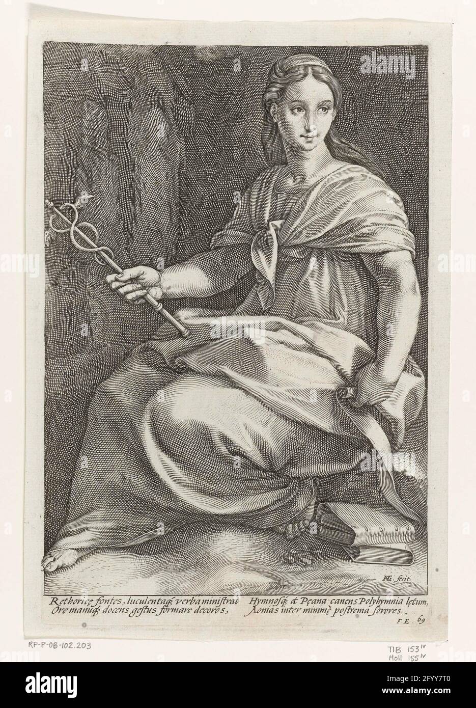 Polyhymnia; The nine muses. The muse Polyhymnia sitting with caduceus ...