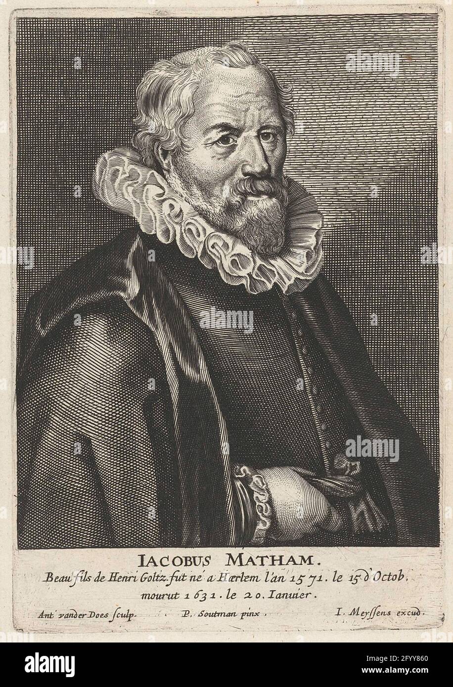 Portrait of Jacob Matham. Portrait of Jacob Matham, standing in half ...