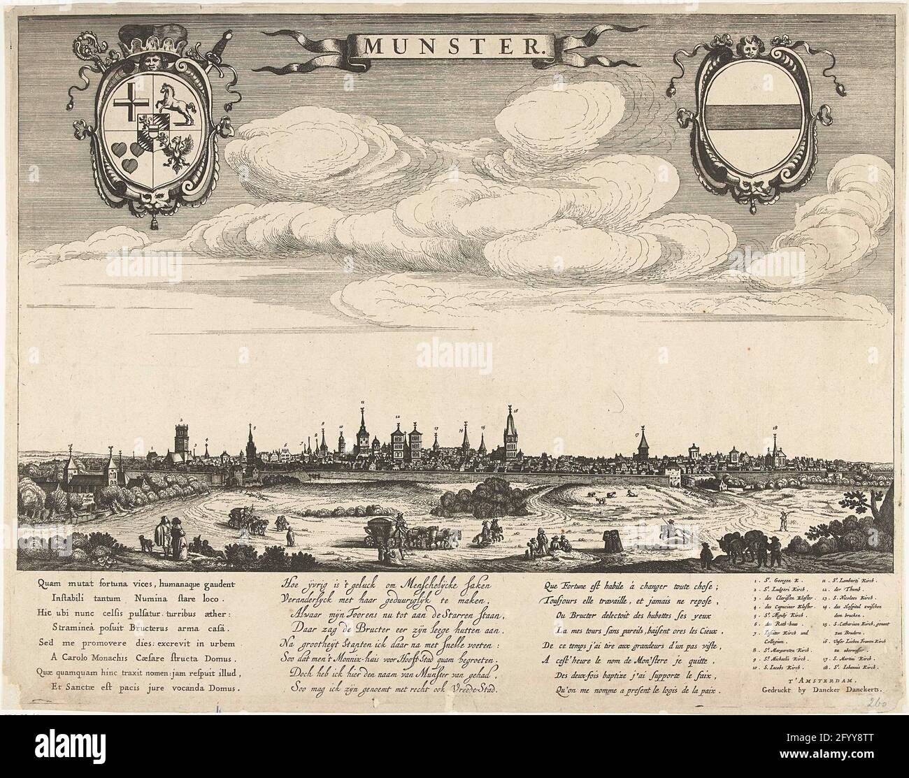 View of Münster. View of Münster with the city in Silhouette and many ...