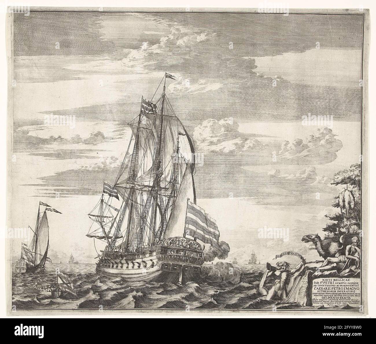 War ship 'The Praying Peter' designed by Peter de Grote, 1700; Navi ...