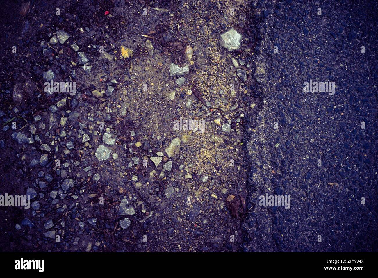An overhead shot of small rocks in the soil ground in nature Stock ...