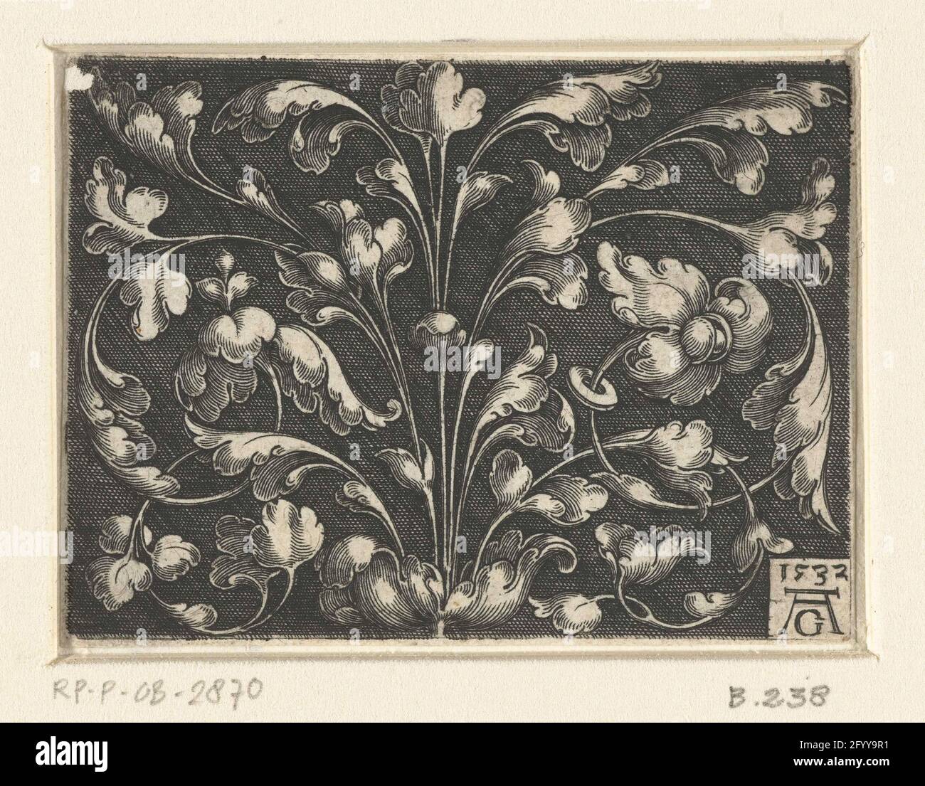 Leaf rights. Flat decoration with symmetrical leaf raft running over ...