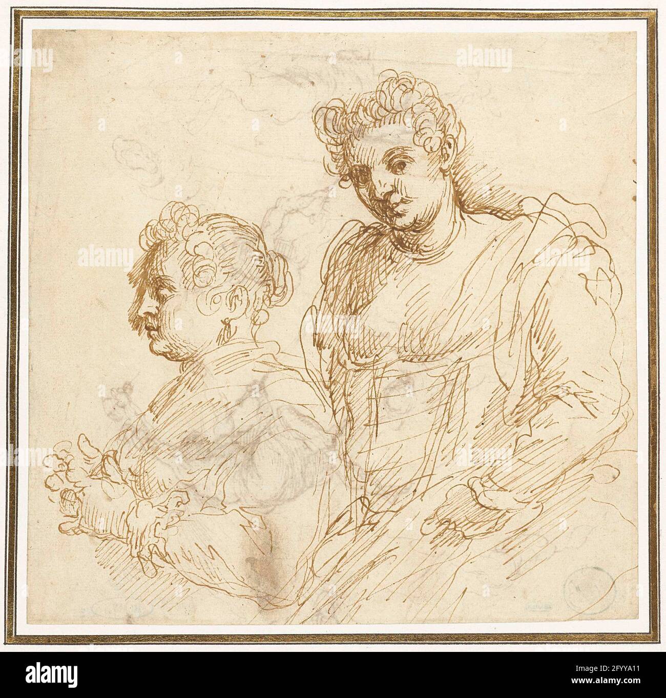 Floating figures. Floating figures, one of which as angel with mislike ...