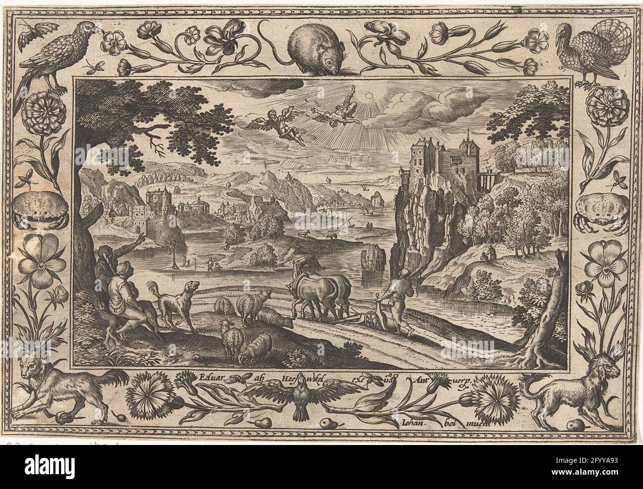 Fall of iCarus; Landscapes with biblical, mythological scenes and yacht ...