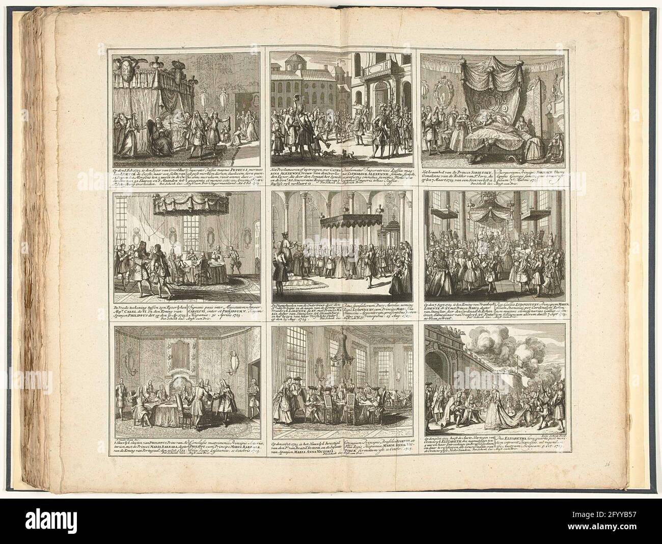 Stage of the war (Leaf XXVI), 1725; Spectee of the war starts with King ...