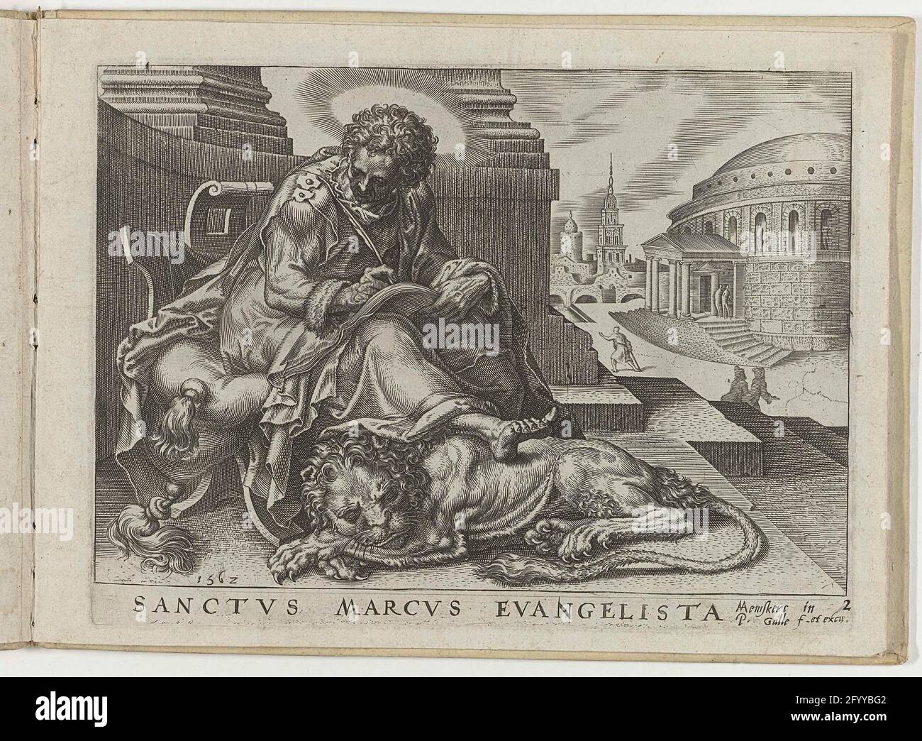 Marcus de evangelist writes his gospel; Sanctus Marcus Evangelista; The ...