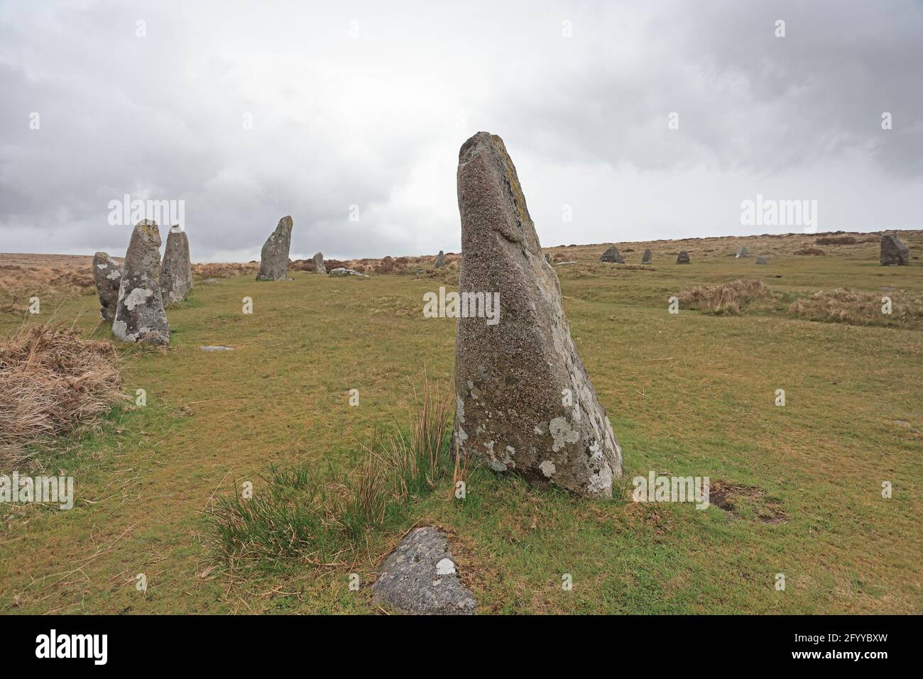 Scorhill Stone Circle Dartmoor UK Stock Photo - Alamy