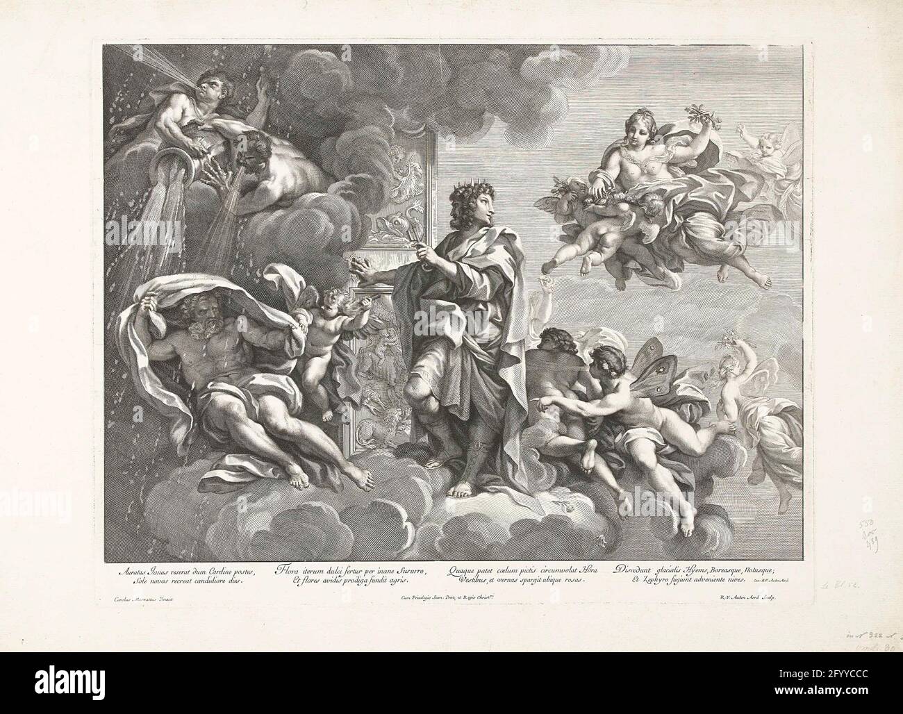 Janus opens the door. God Janus opens the year gate with a key. Janus ...