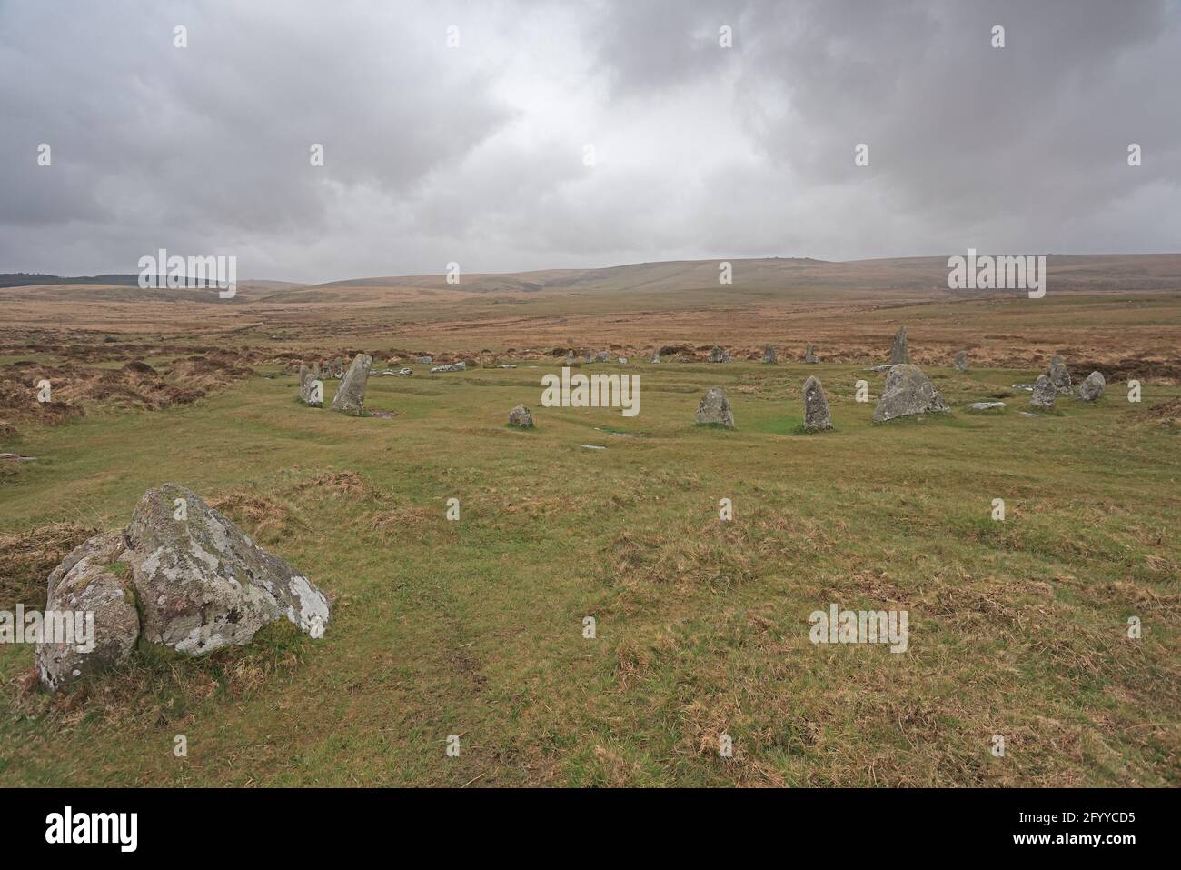 Scorhill Stone Circle Dartmoor UK Stock Photo - Alamy