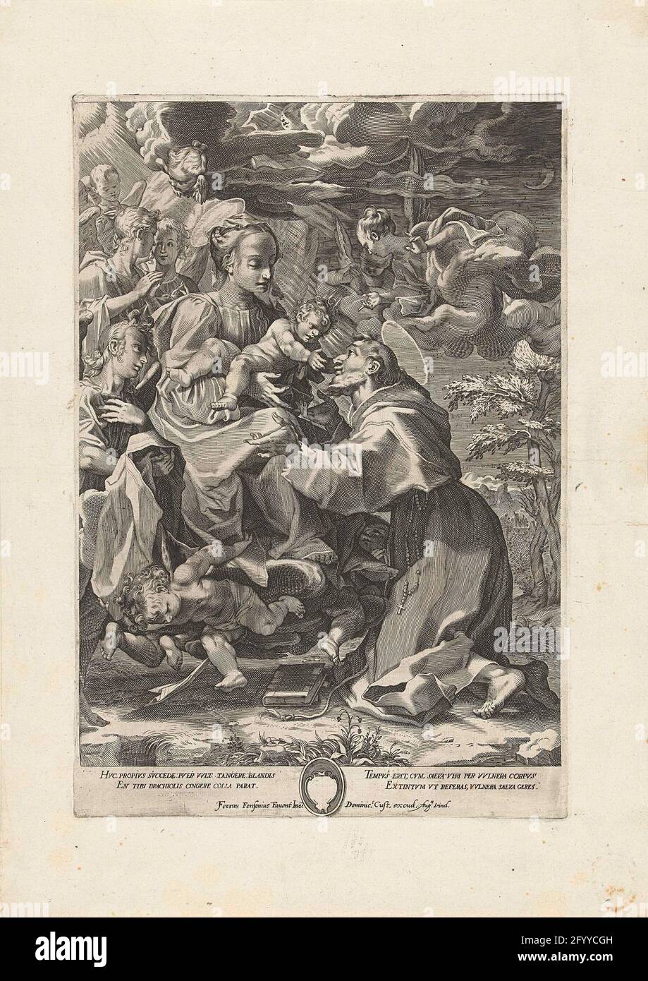 Maria with child and a saint. Grounding Mary with the child in her arms ...