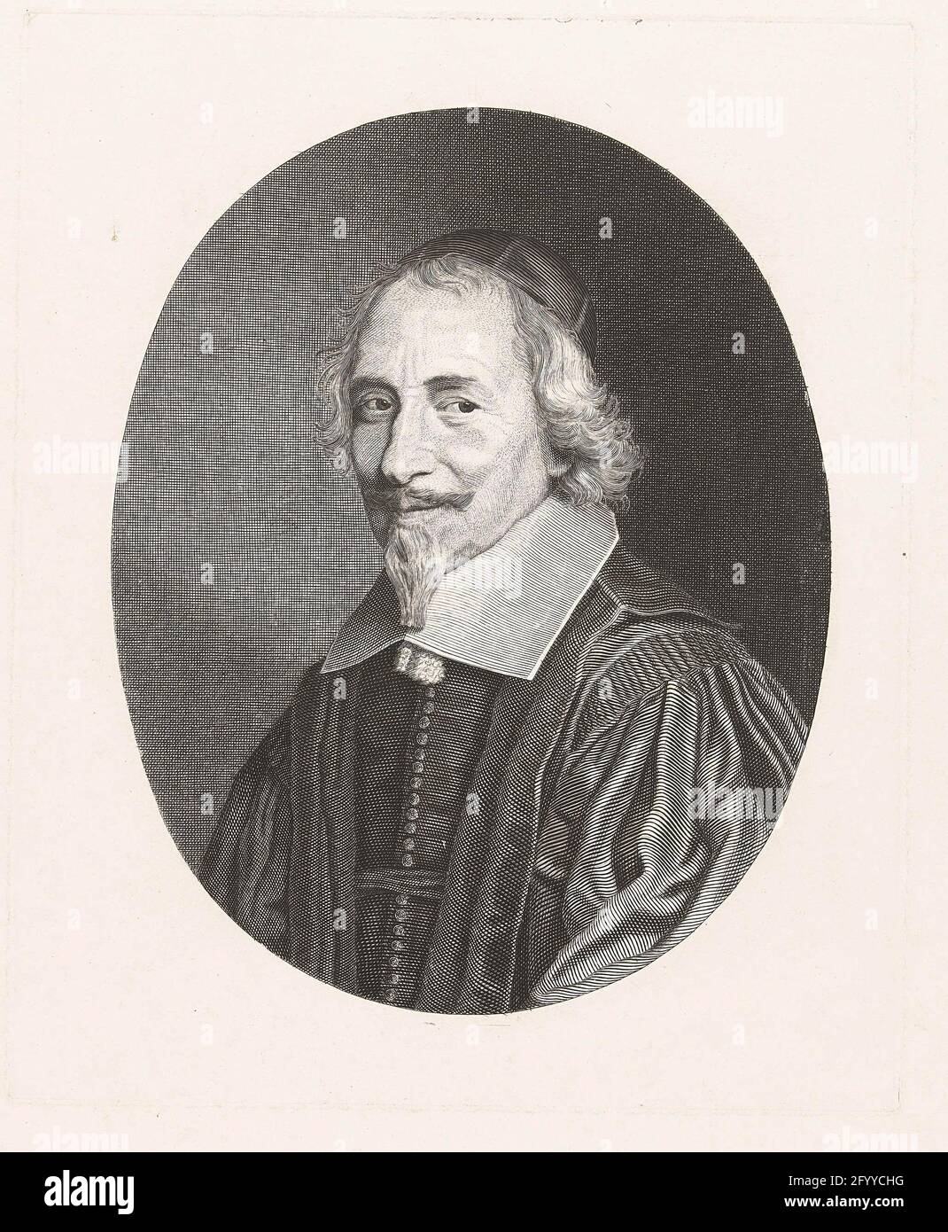 Portrait of Cardinal Mazarin. Portrait in oval list of Cardinal Jules ...
