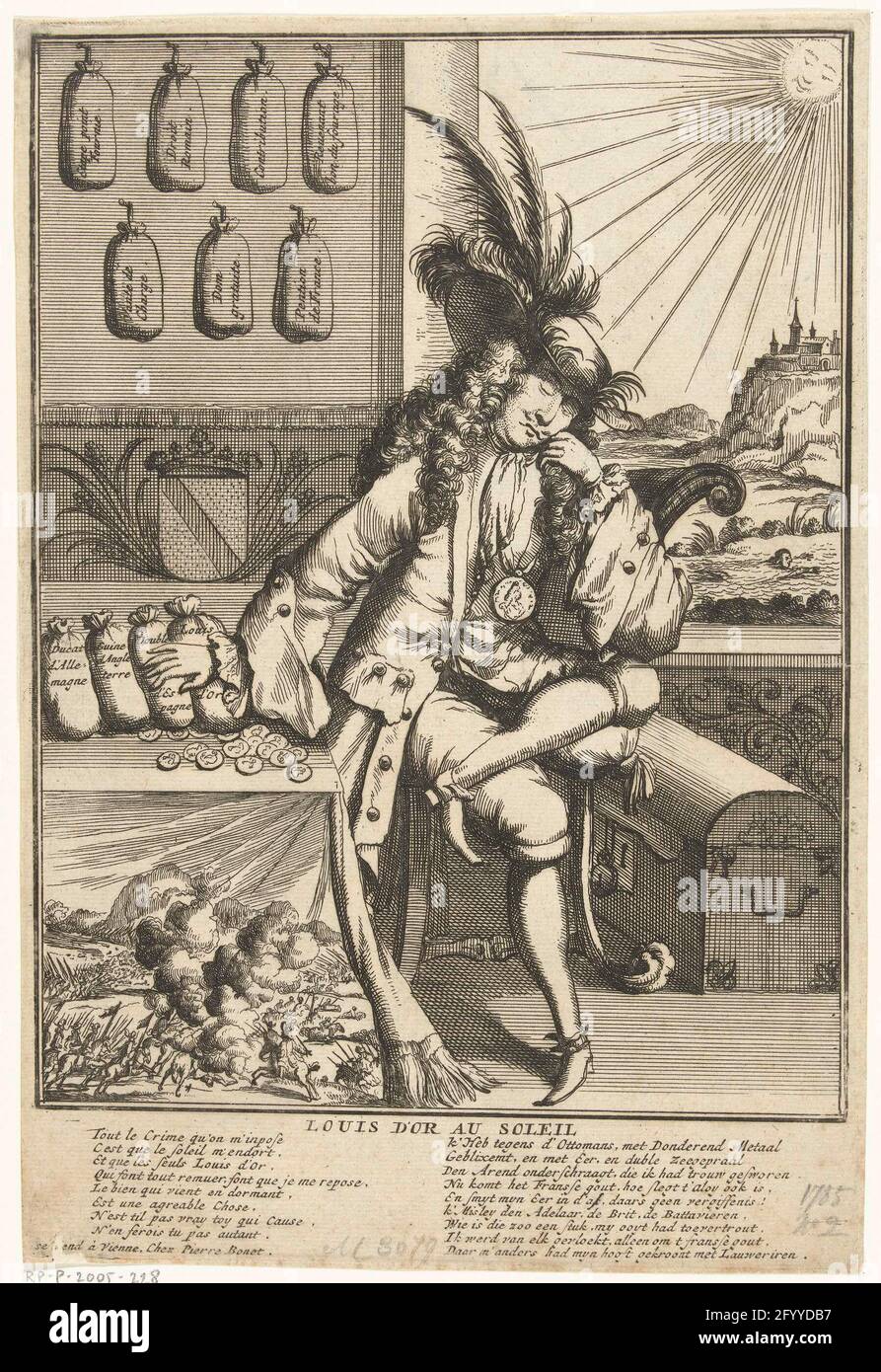 Cartoon at Louis Willem van Baden-Baden, 1705; Louis d'Or Au Soleil ...