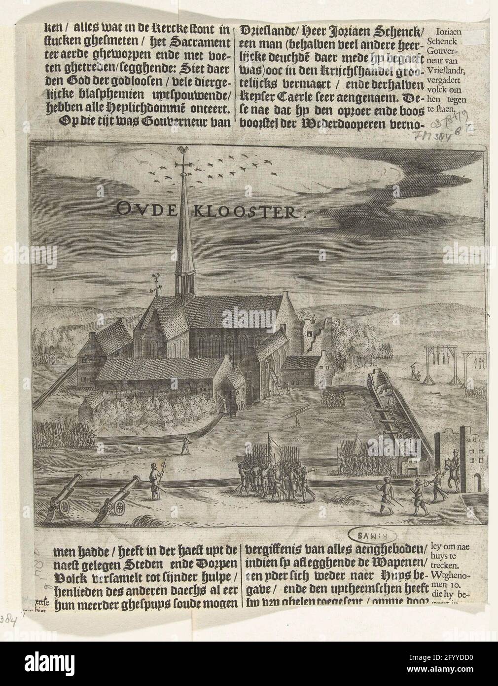 Siege of old monastery, 1535; Old monastery. The siege of the ...