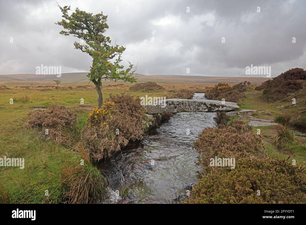 Wallabrook Bridge on Scorhill Down Dartmoor UK Stock Photo - Alamy