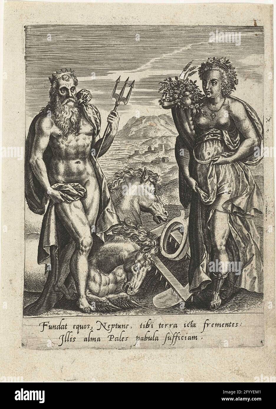 Neptune and Ceres. Neptunus is left of the print and has his trident in ...