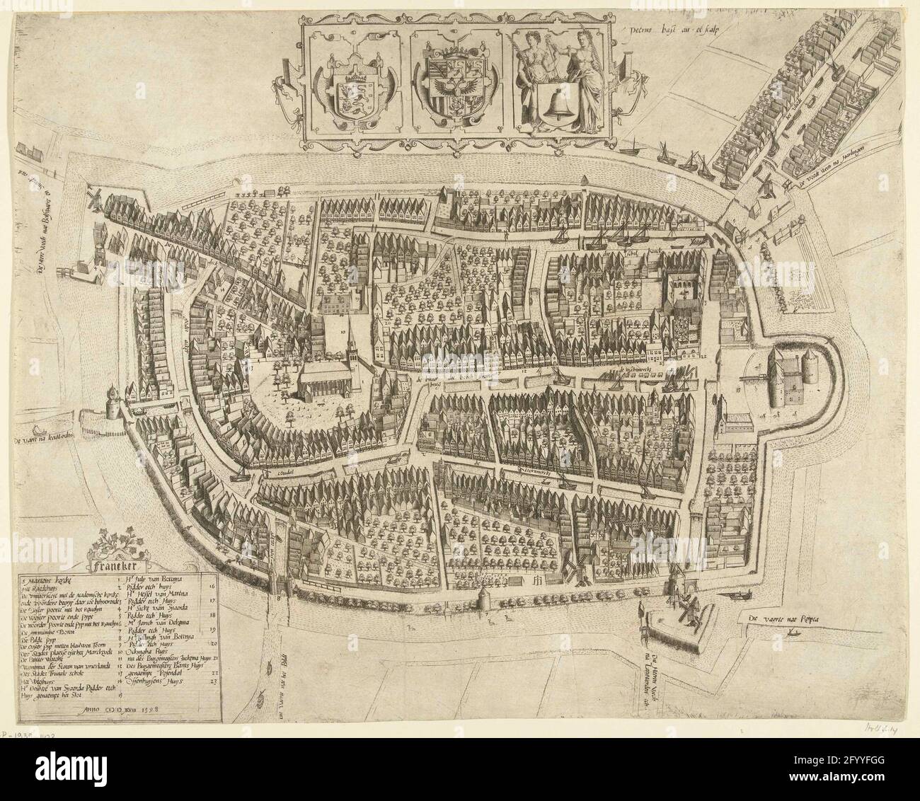 Franeker's map, 1598. Franeker in a nutshell. In the middle above the ...