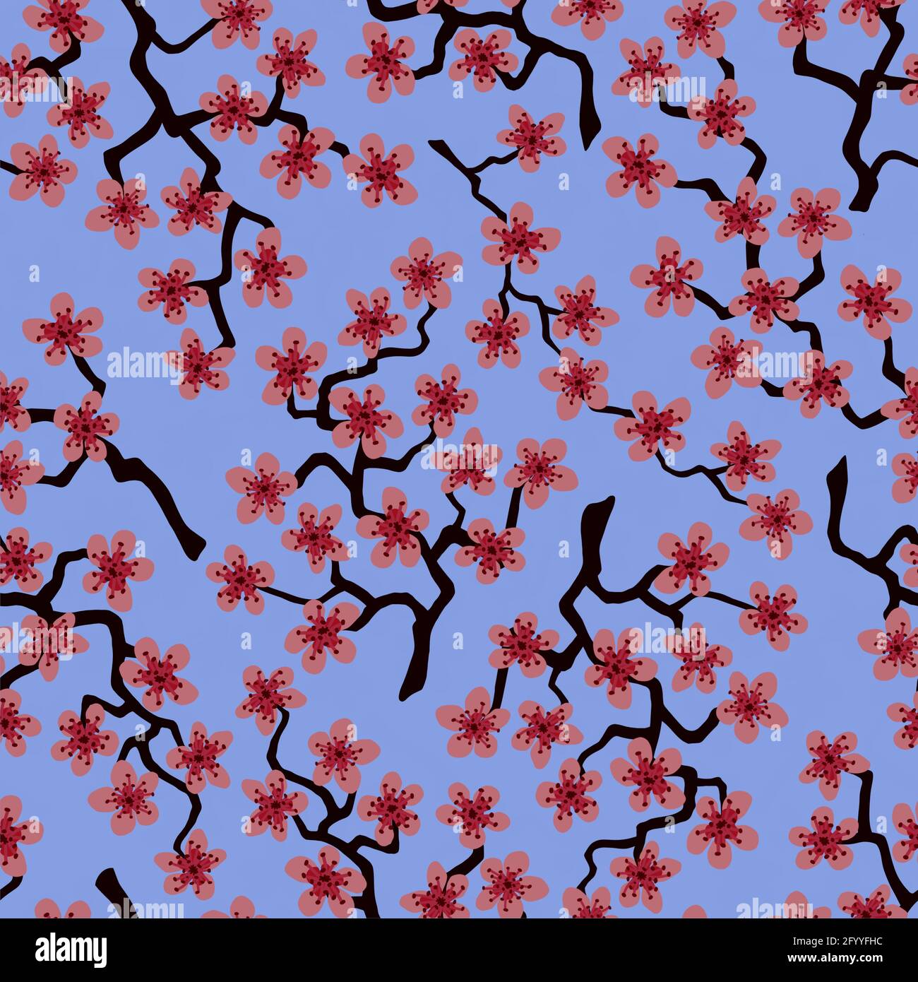 Seamless pattern with blossoming Japanese cherry sakura branches for ...