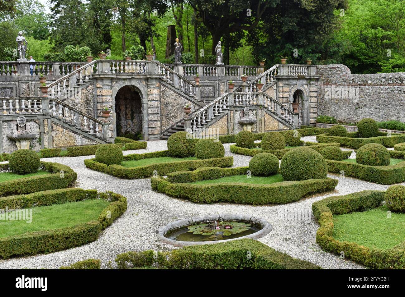 Villa Torrigiani old villa with gardens and ancient statue in tuscany ...