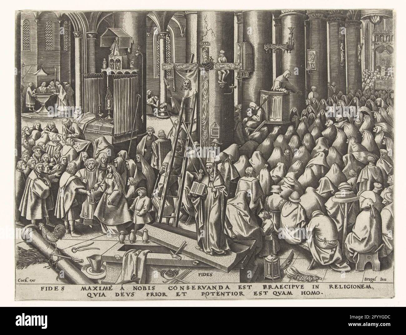 Faith; Fides; The seven virtues. The female personification of faith ...