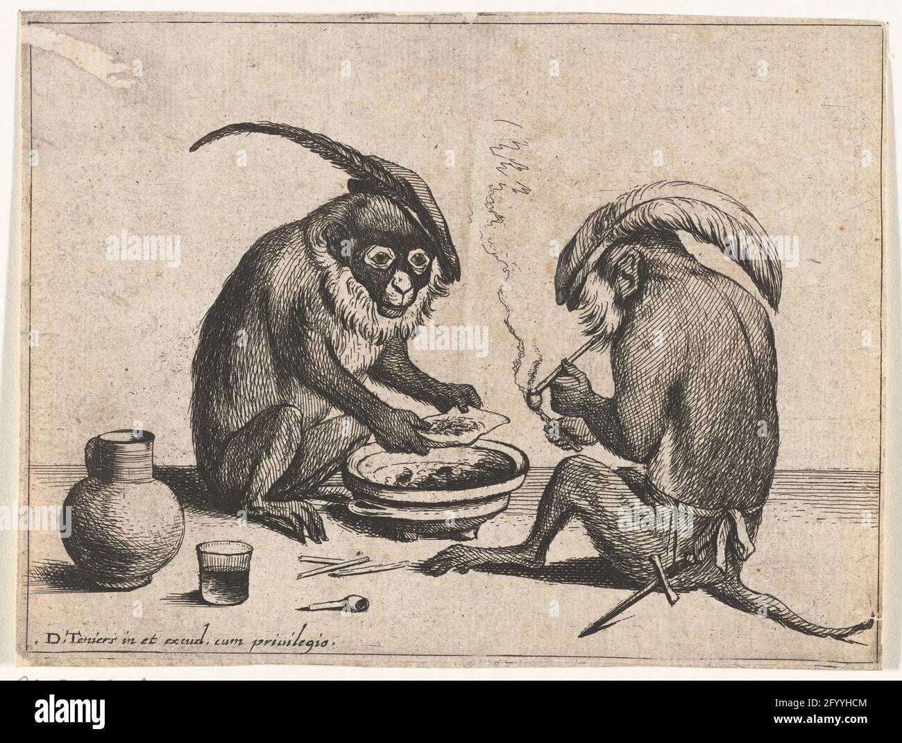 Two monkeys smoking pipe; the apespel in the world; Different companies ...