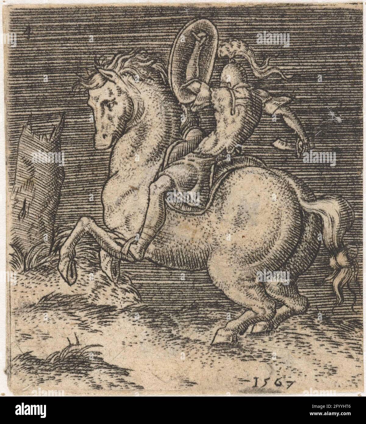 Roman rider on horseback; Roman riders on horseback. A Roman soldier on ...