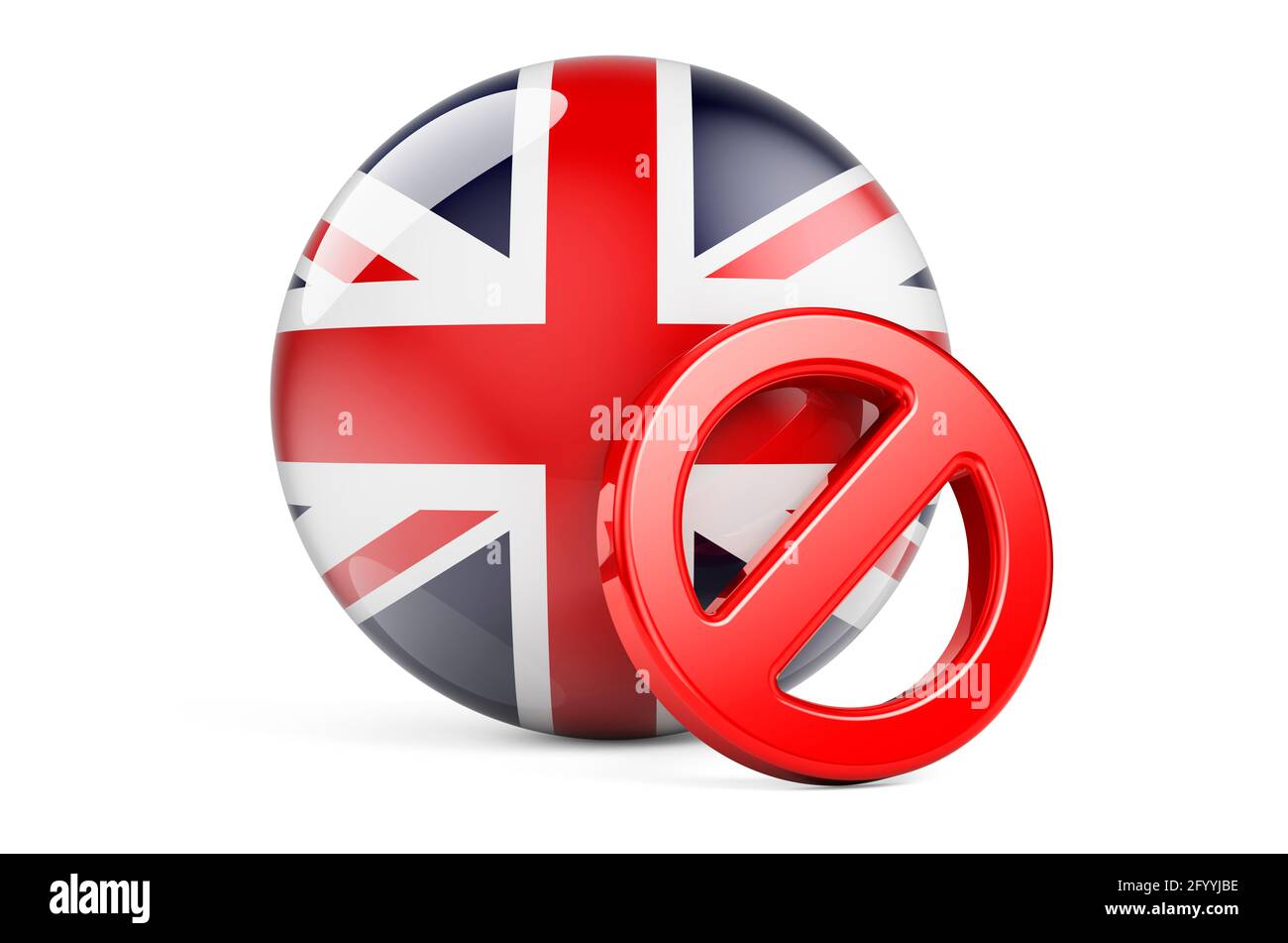 Forbidden symbol with British flag. Prohibition in the Great Britain ...