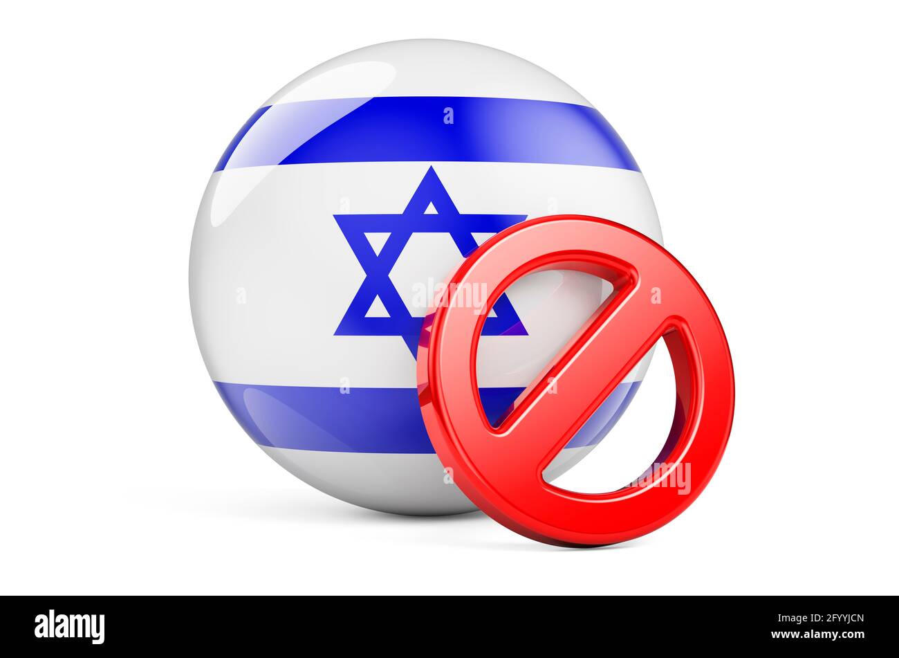 Forbidden symbol with Israeli flag. Prohibition in Israel concept, 3D ...
