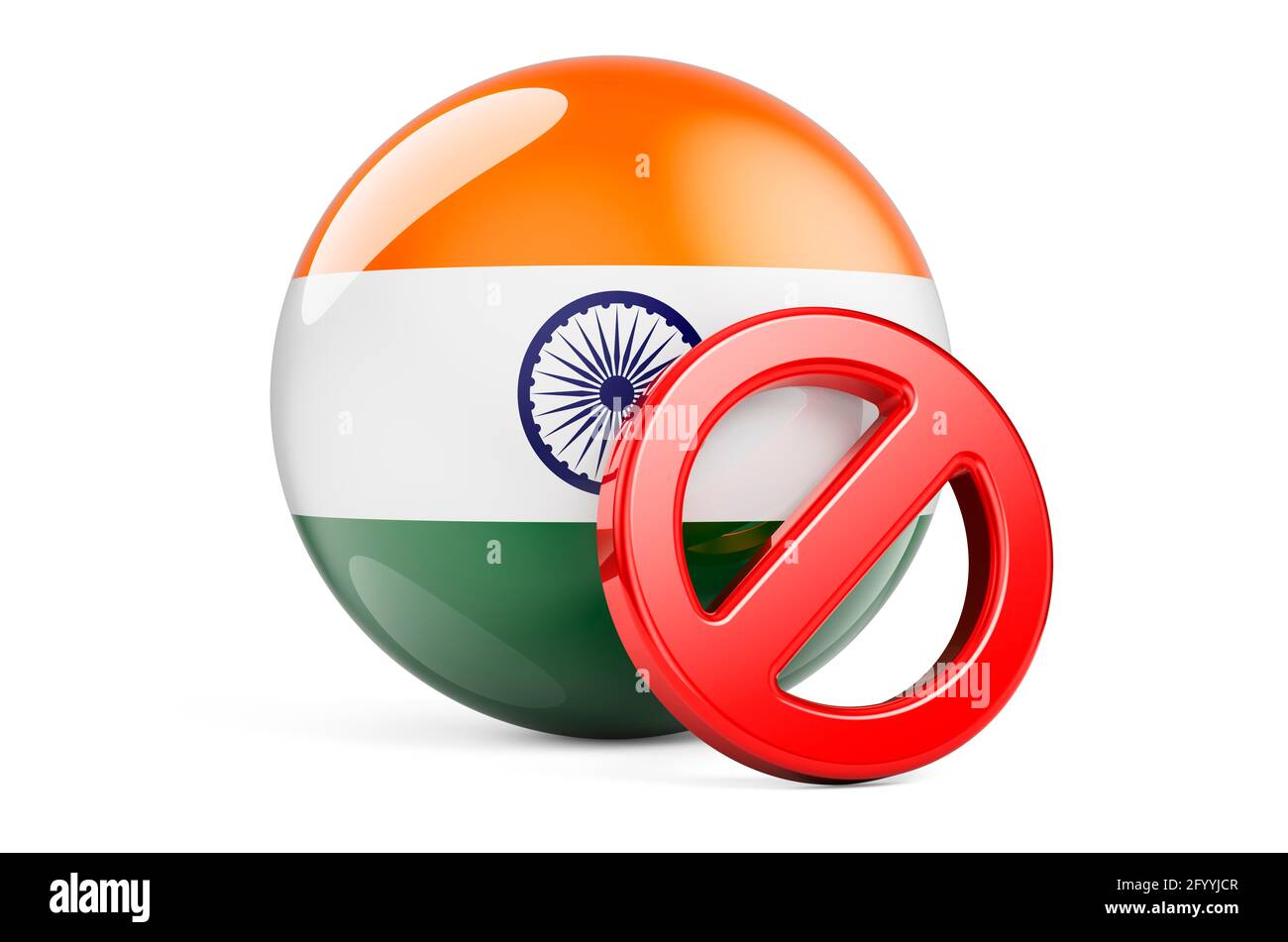 Forbidden symbol with Indian flag. Prohibition in India concept, 3D ...