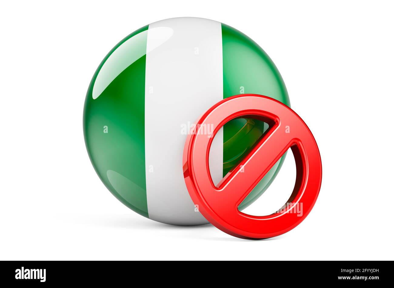Forbidden symbol with Nigerian flag. Prohibition in Nigeria concept, 3D ...