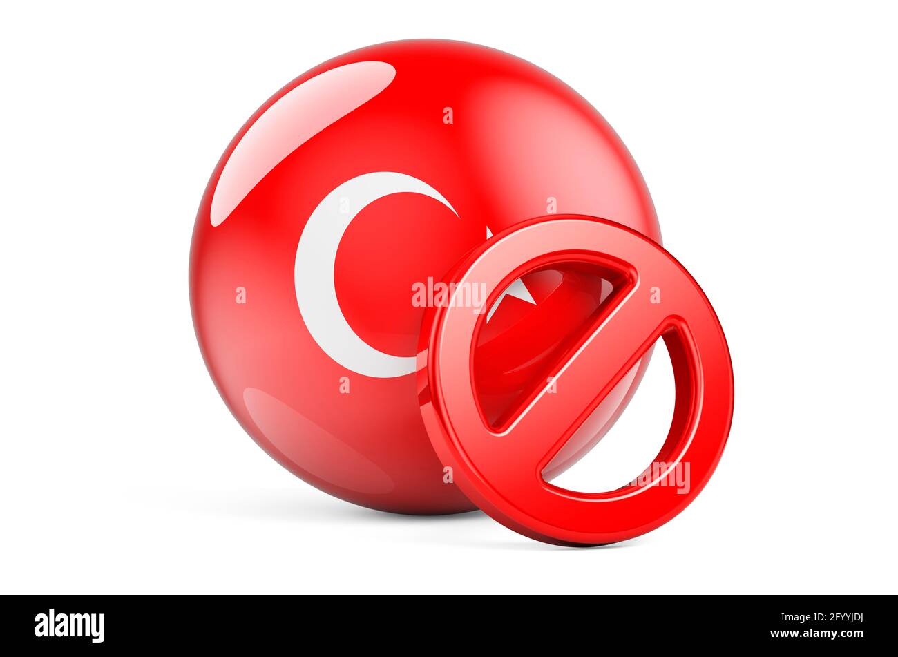 Forbidden symbol with Turkish flag. Prohibition in Turkey concept, 3D ...