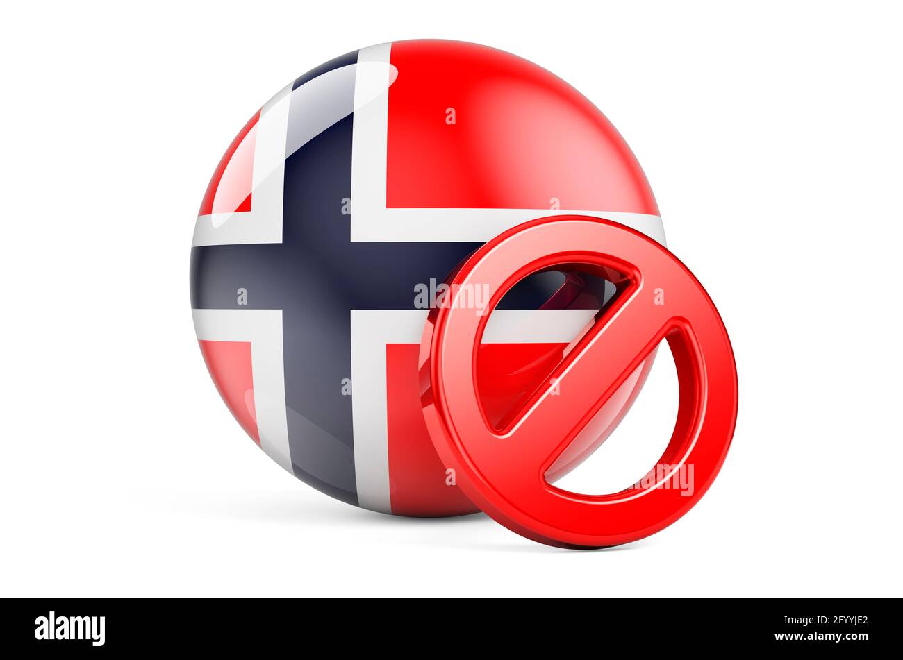 Forbidden symbol with Norwegian flag. Prohibition in Norway concept, 3D ...