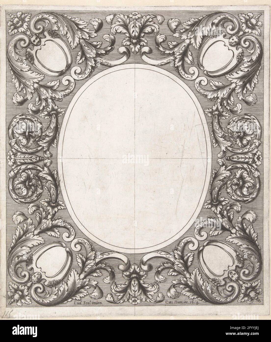 Ceiling decoration with an empty oval field in the middle. The oval is ...