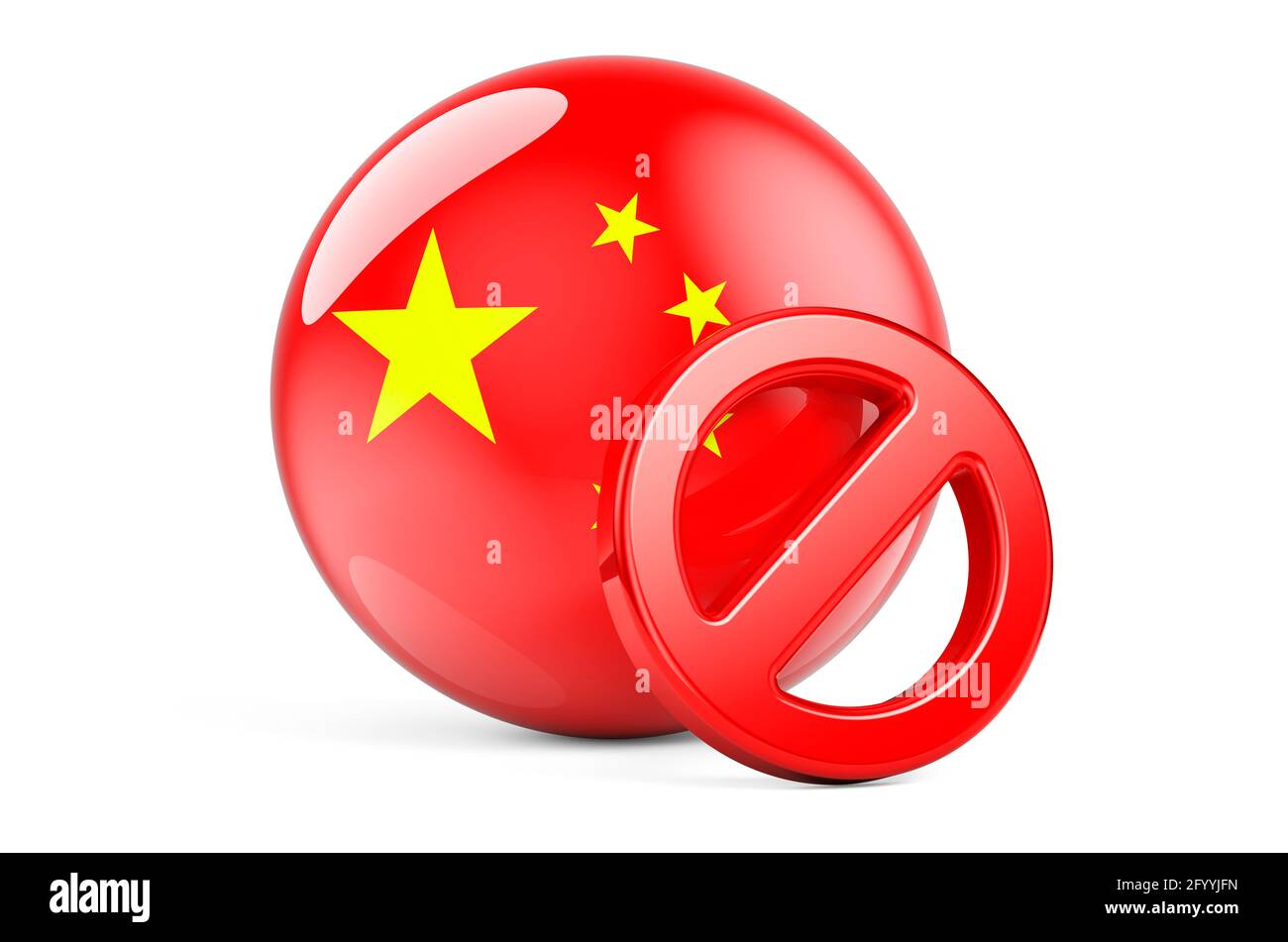 Forbidden symbol with Chinese flag. Prohibition in China concept, 3D ...