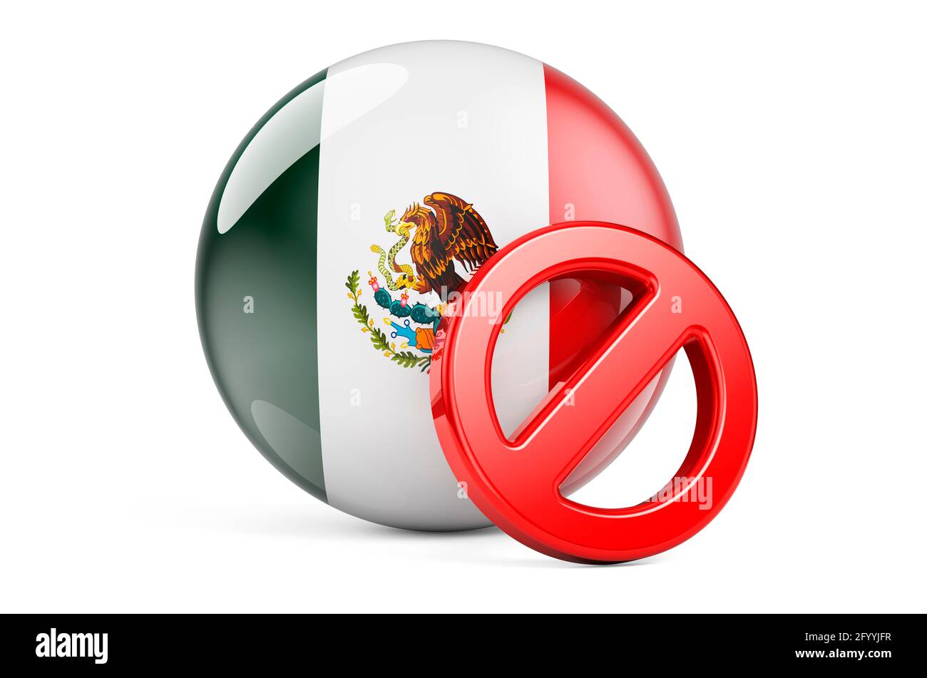 Forbidden symbol with Mexican flag. Prohibition in Mexico concept, 3D ...