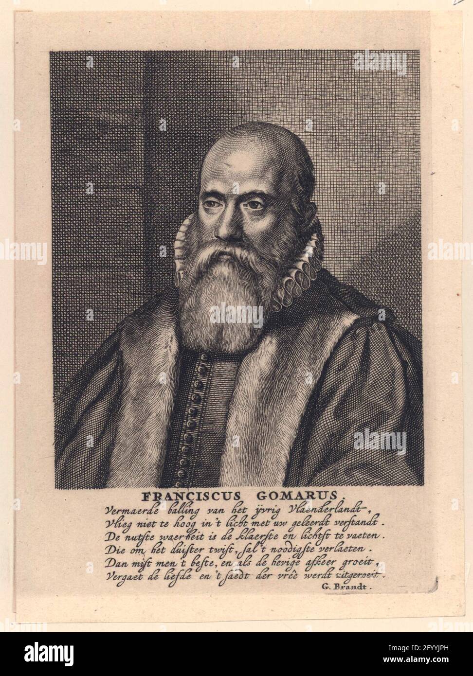 Franciscus Gomarus. Portrait of Franciscus Gomarus. Bust with six-line ...