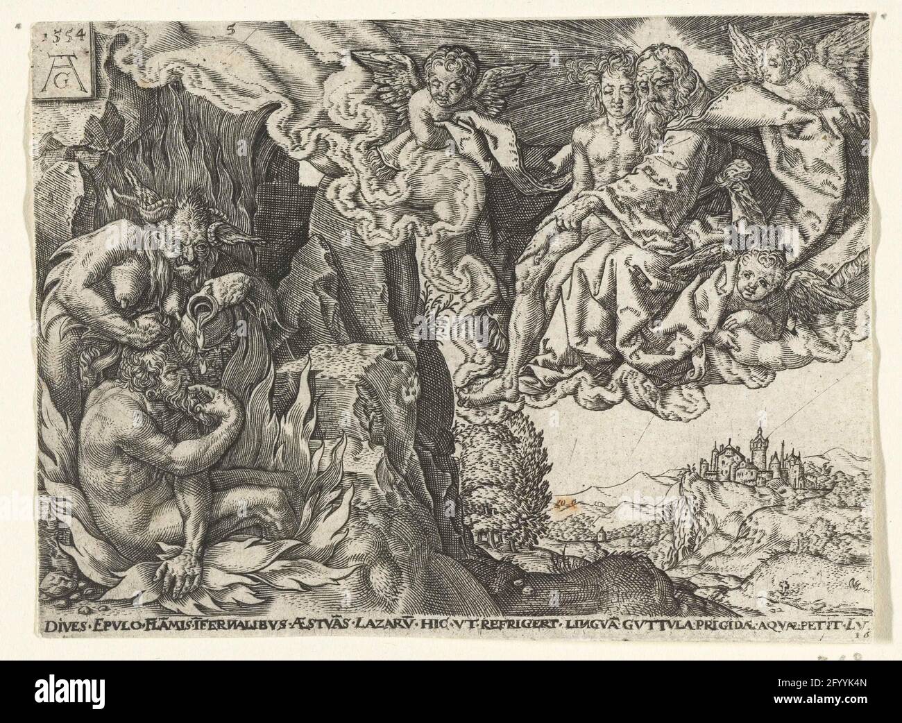 The rich man in hell sees Abraham with Lazarus; Parable from Lazarus ...