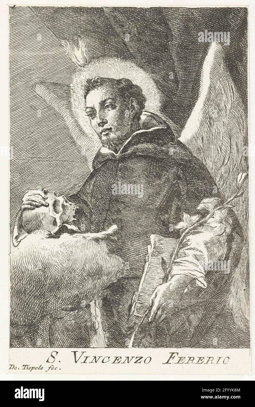 Saint Vincentius Ferrer (Ferrier) with wings and skull Stock Photo - Alamy