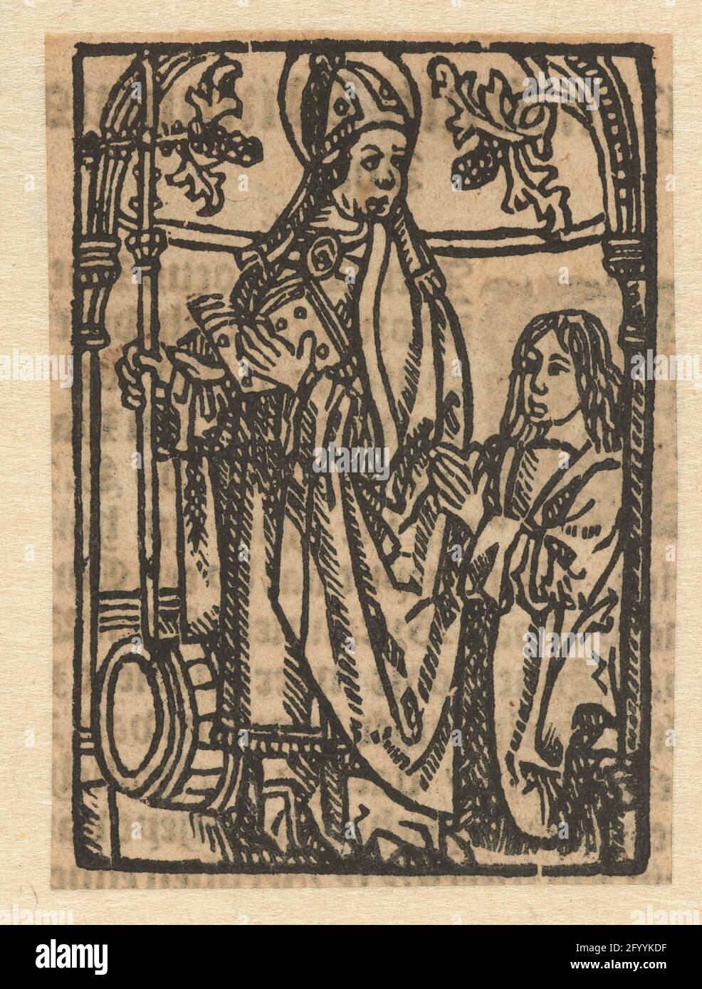 Saint Bishop. The Holy Bishop Willibrordus (?) Supports a tonne with ...